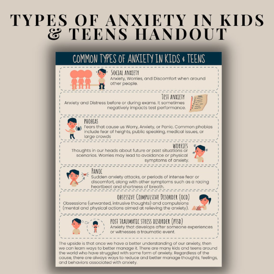 Anxiety Coping Skills Printable Handouts Bundle for Kids & - Etsy Canada