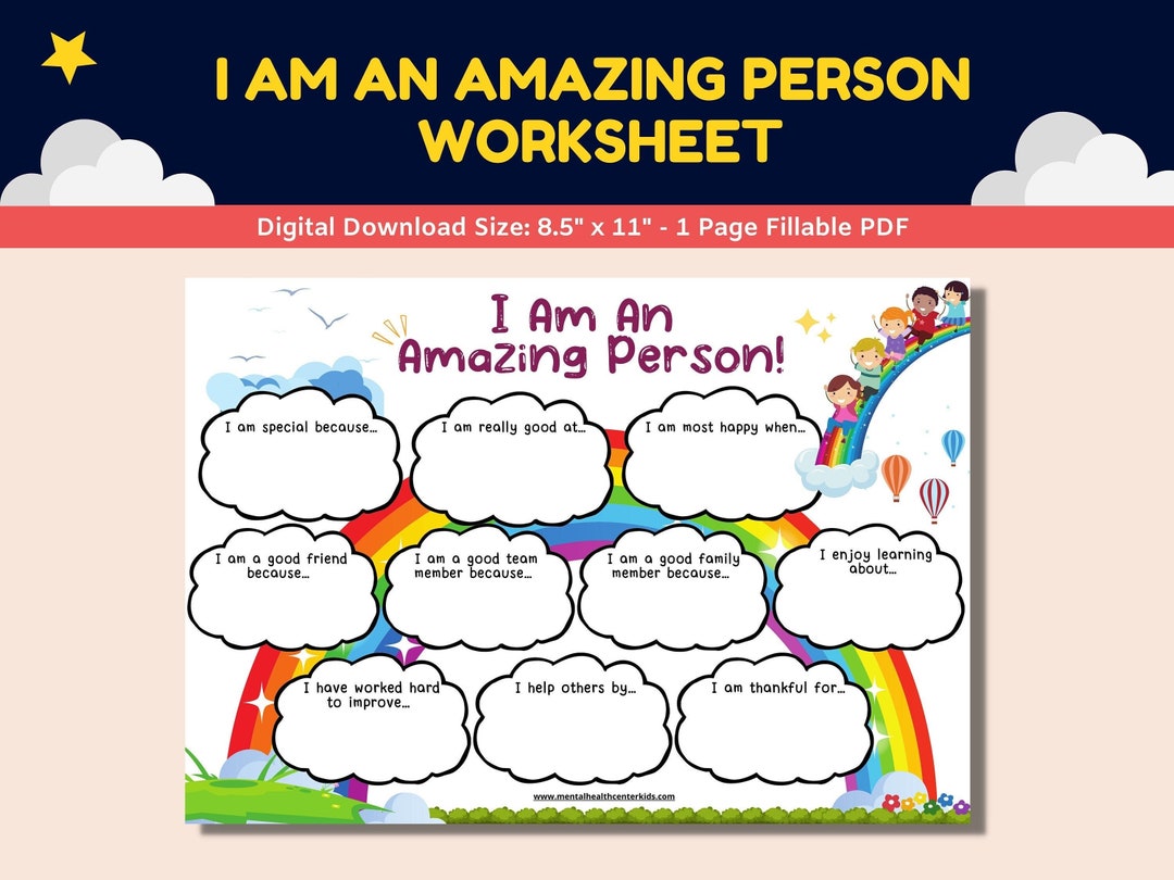 Self-esteem Mental Health Social Emotional Learning Fillable - Etsy