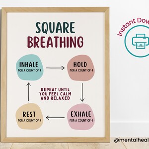 Box Breathing Exercise Poster-square Breathing Technique Kids-mindful ...