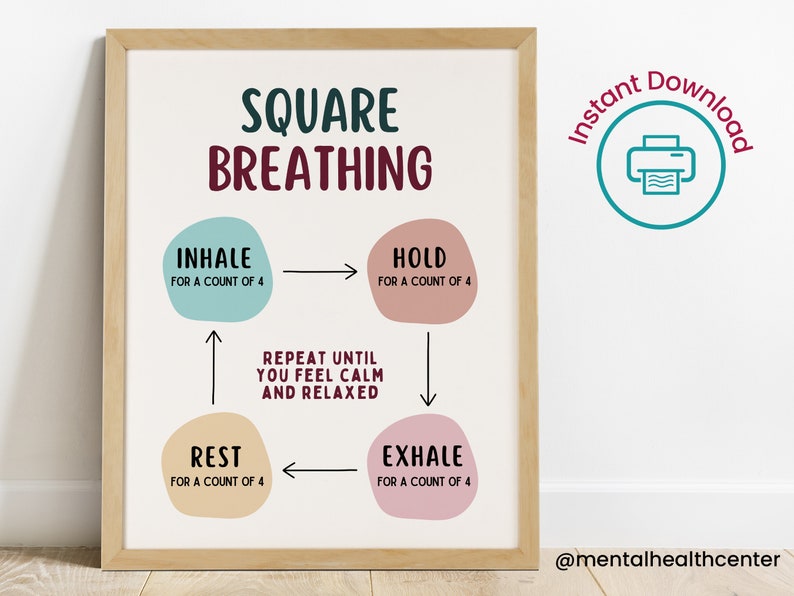Box Breathing Exercise Poster-square Breathing Technique - Etsy