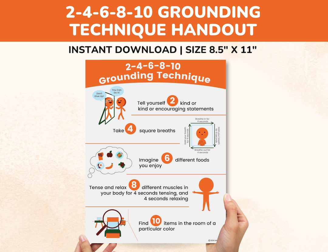 Grounding Technique Poster for Kids - 2-4-6-8-10 Mindfulness Grounding ...