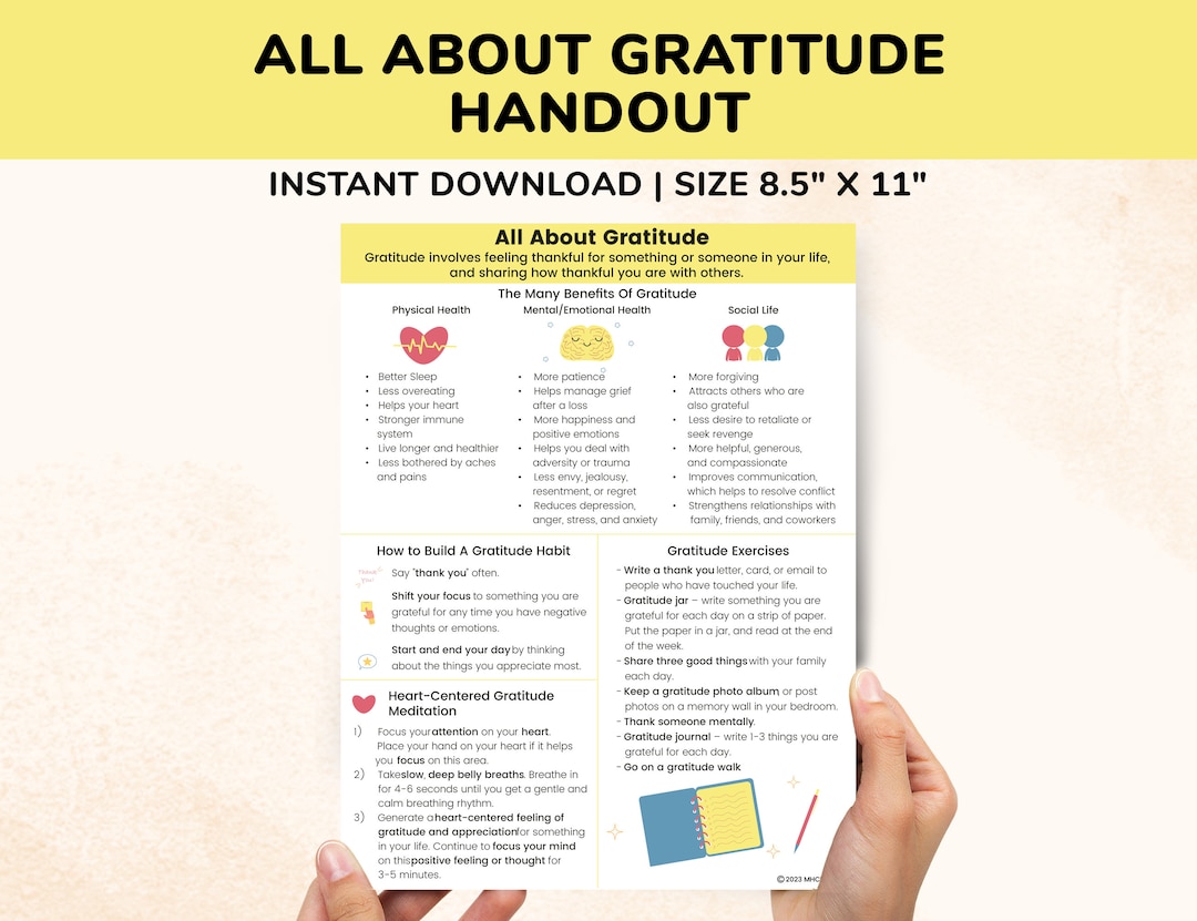 Gratitude Printable Grateful Character Education Gratitude Worksheet ...