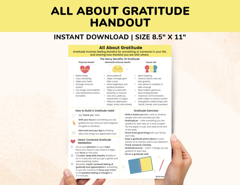 Gratitude Printable Grateful Character Education Gratitude Worksheet ...