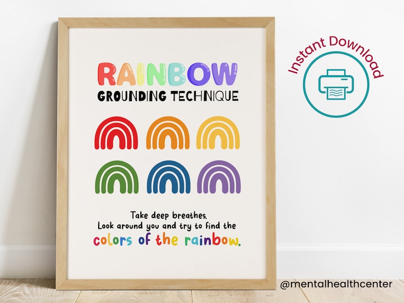 Rainbow Grounding Technique Poster Trauma Coping Skills - Etsy