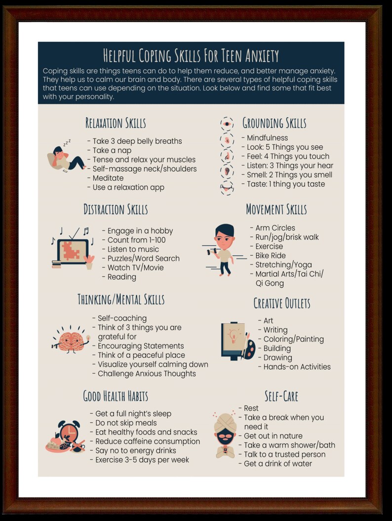 Anxiety Coping Skills for Teens Printable Handout-therapy - Etsy