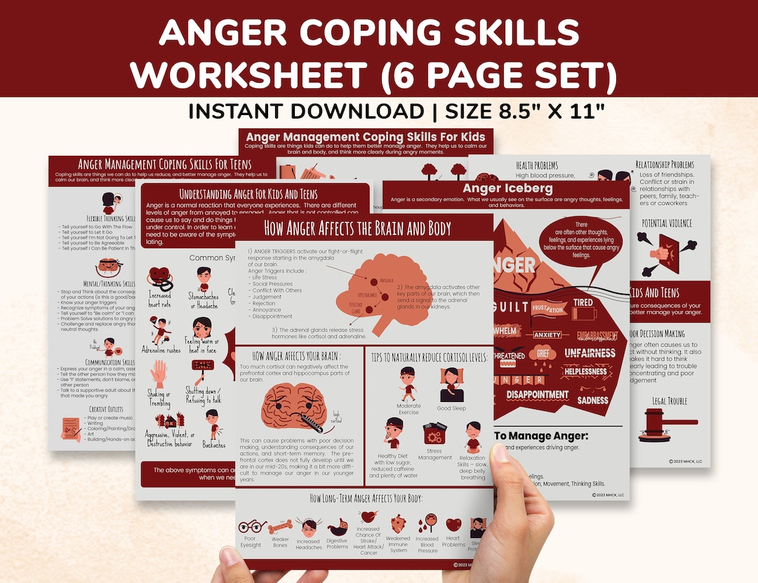 Anger Management Coping Skills Printable Poster Bundle for Kids & Teens ...