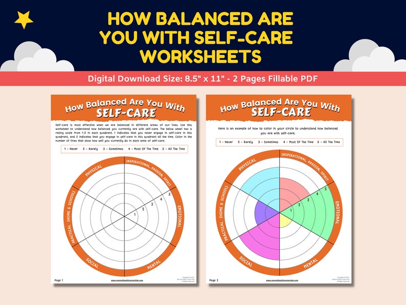Self-care Wheel for Kids & Teens Worksheets 9 Pg Printable - Etsy