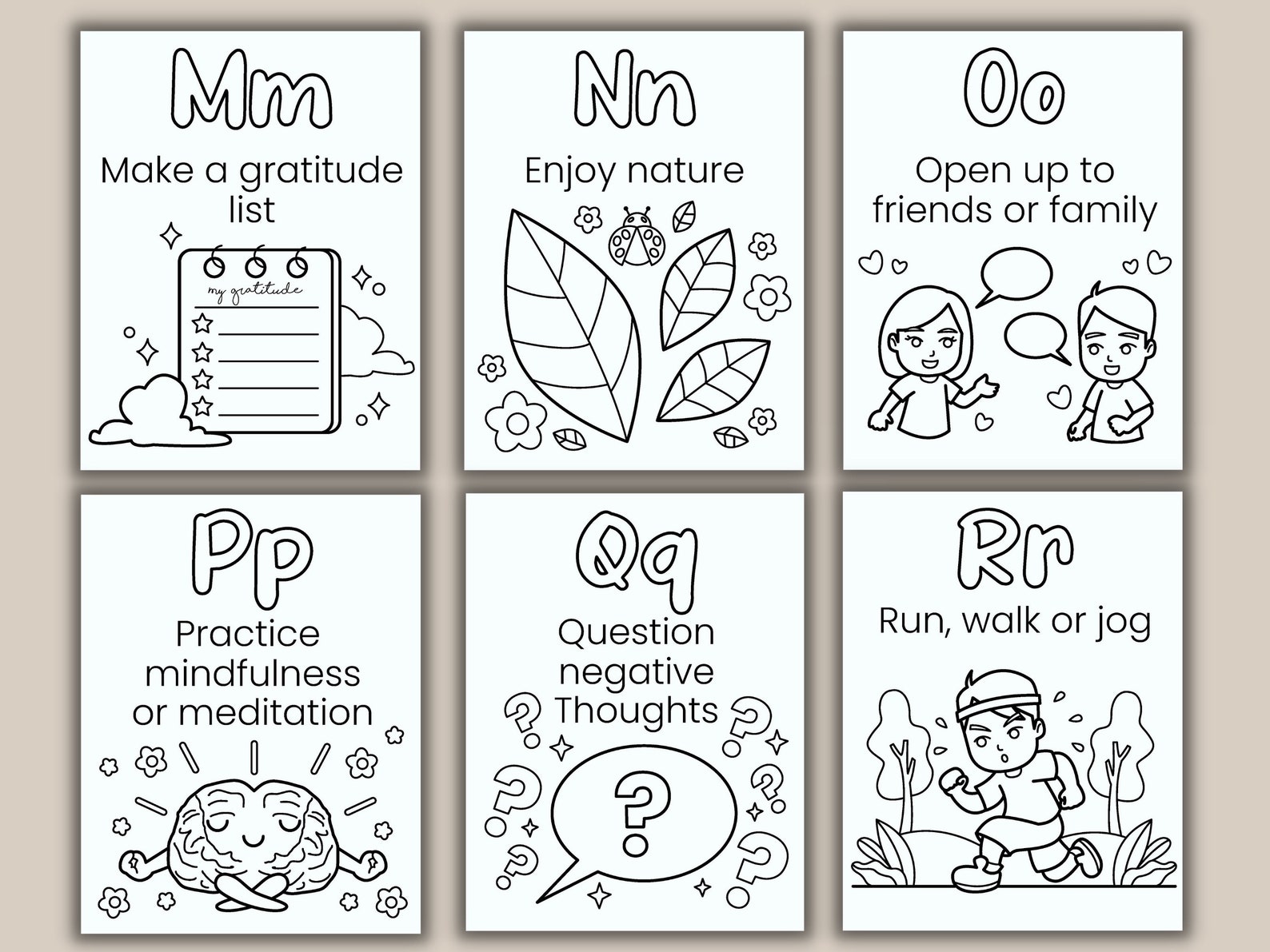 Coping Skills Alphabet Printable Coloring Pages Book Kids - Etsy