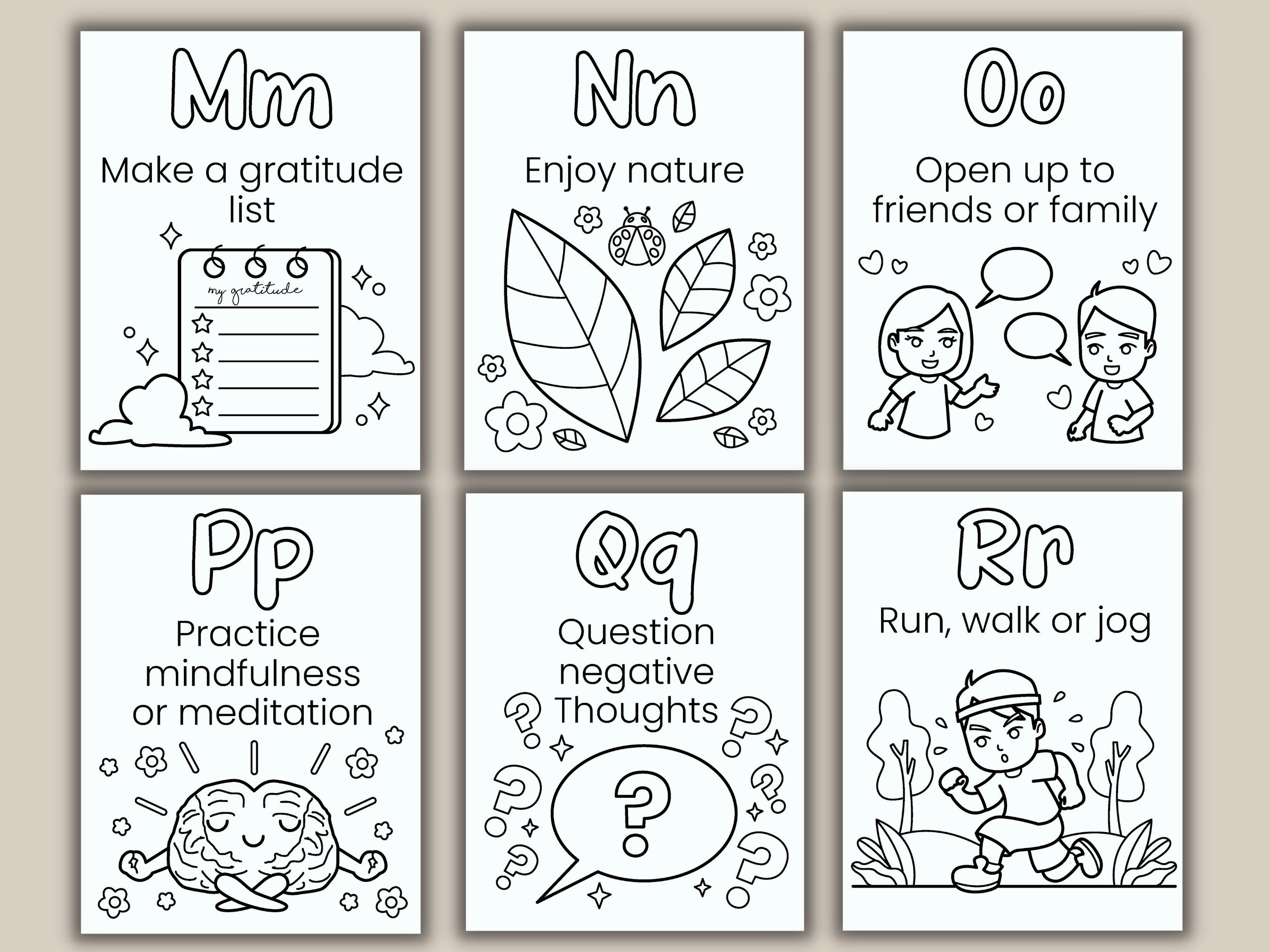 Coping Skills Alphabet Printable Coloring Pages Book Kids - Etsy