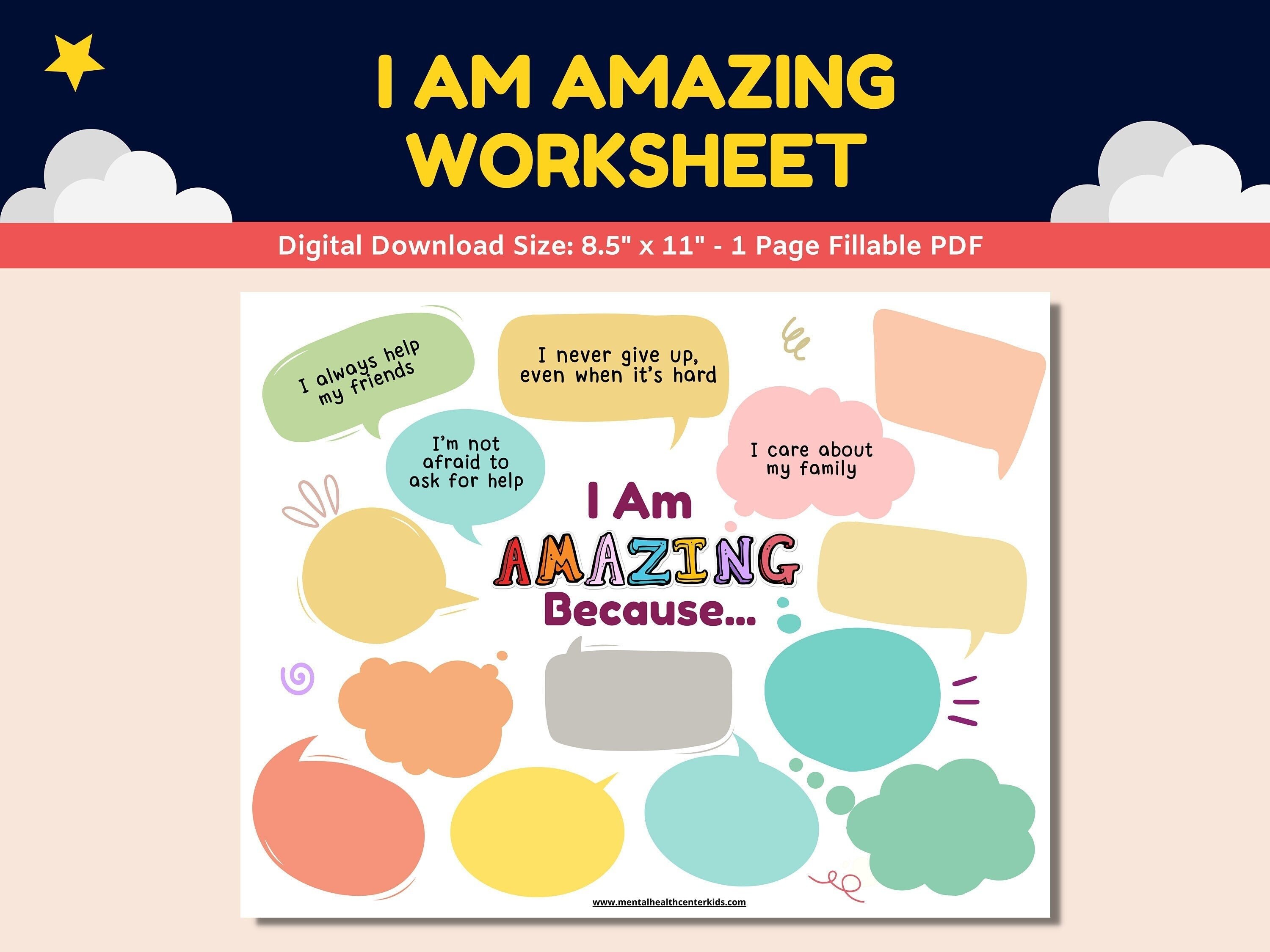 Art & Collectibles Self-Esteem Daily Check In Printable Worksheet For ...