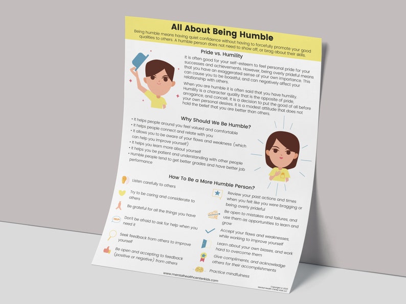 Humble Humlity Character Education for Kids Teens Coping - Etsy