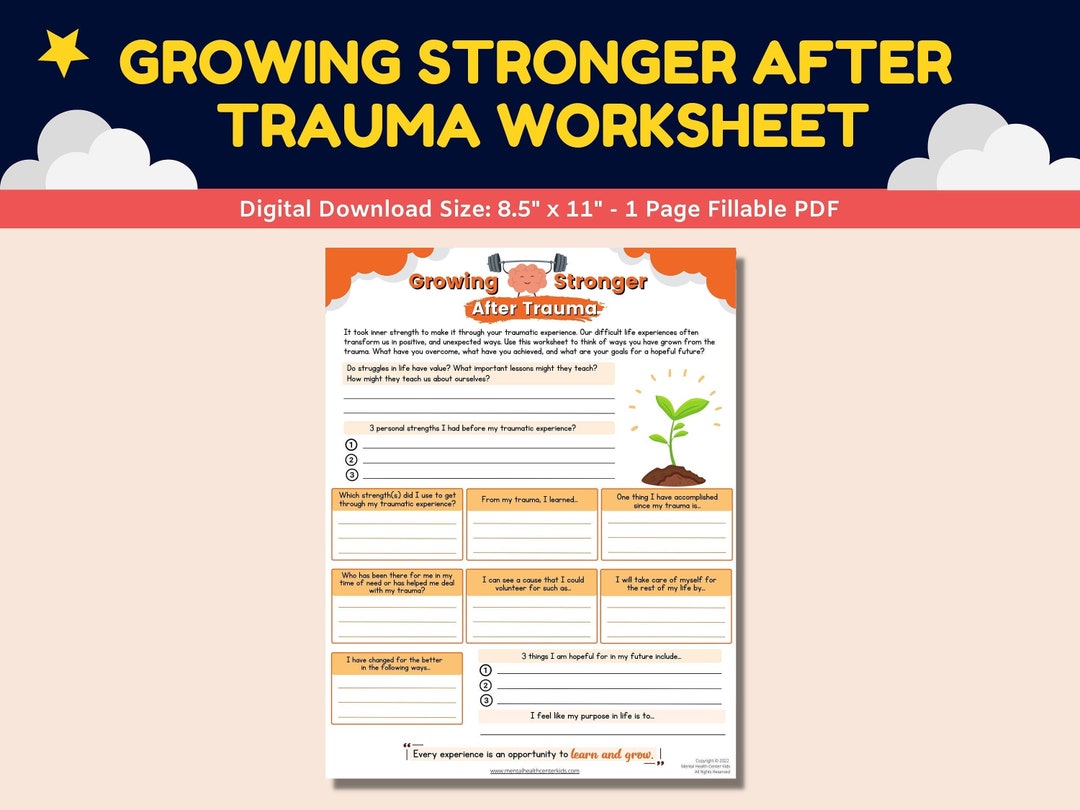 Post-traumatic Growth PTSD Trauma Worksheet Kids Teens Young - Etsy