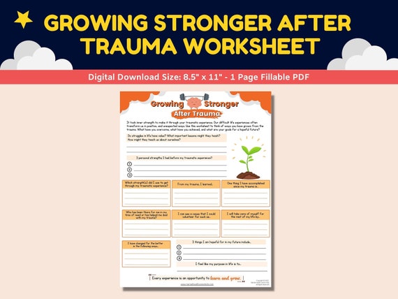 Post-traumatic Growth PTSD Trauma Worksheet Kids Teens Young - Etsy