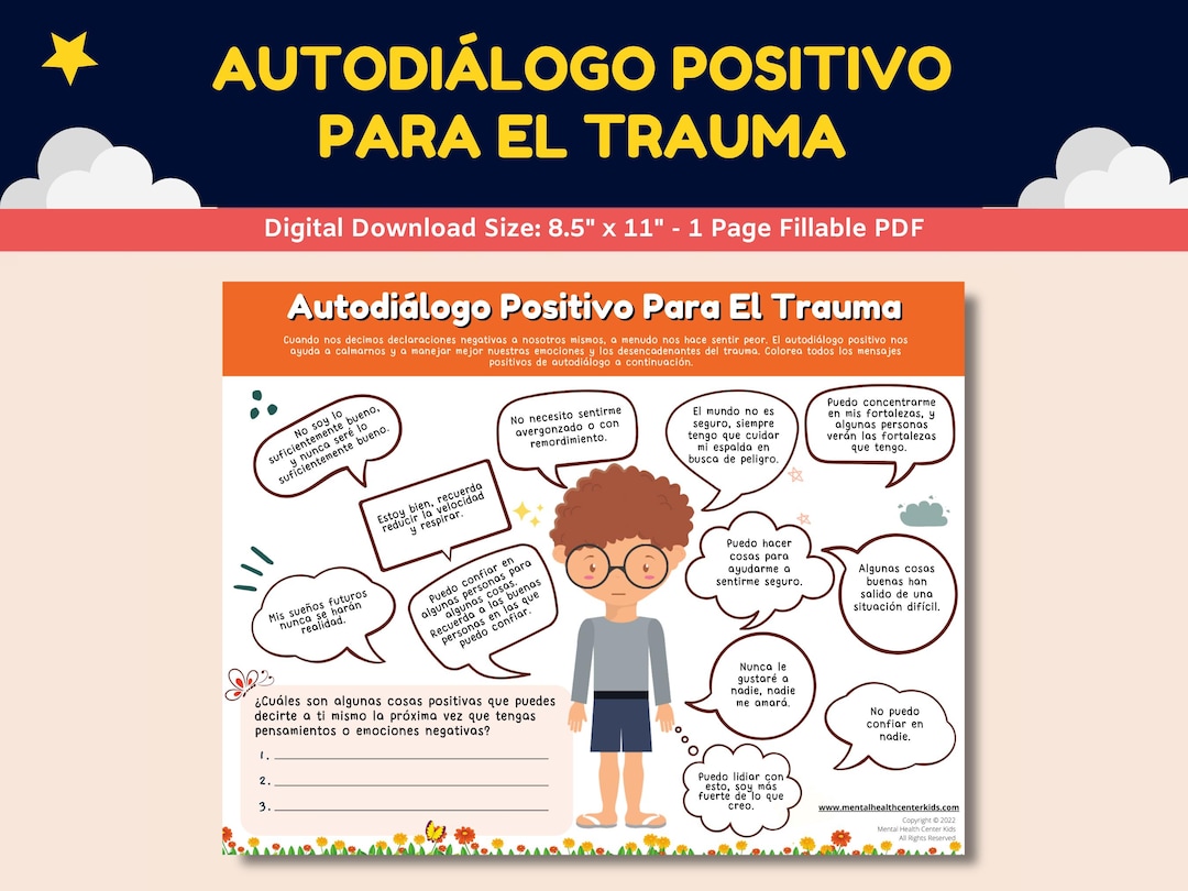 Spanish Trauma/ptsd Worksheet for Kids-teens - Autodiálogo Positivo ...