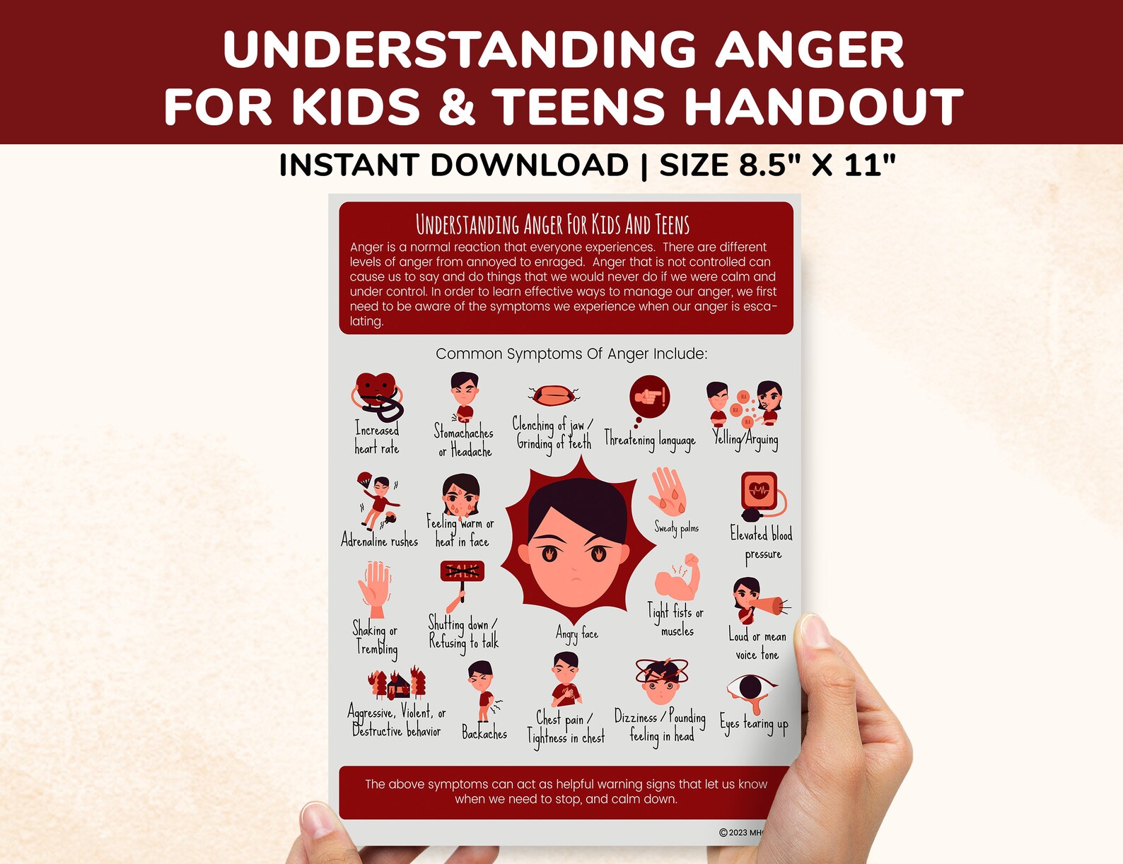 Anger Printable Handout for Kids & Teens-understanding Anger Relief ...