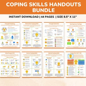 Coping Skills Posters Bundle-kids-teens-adults-44 Pgs-mental Health ...