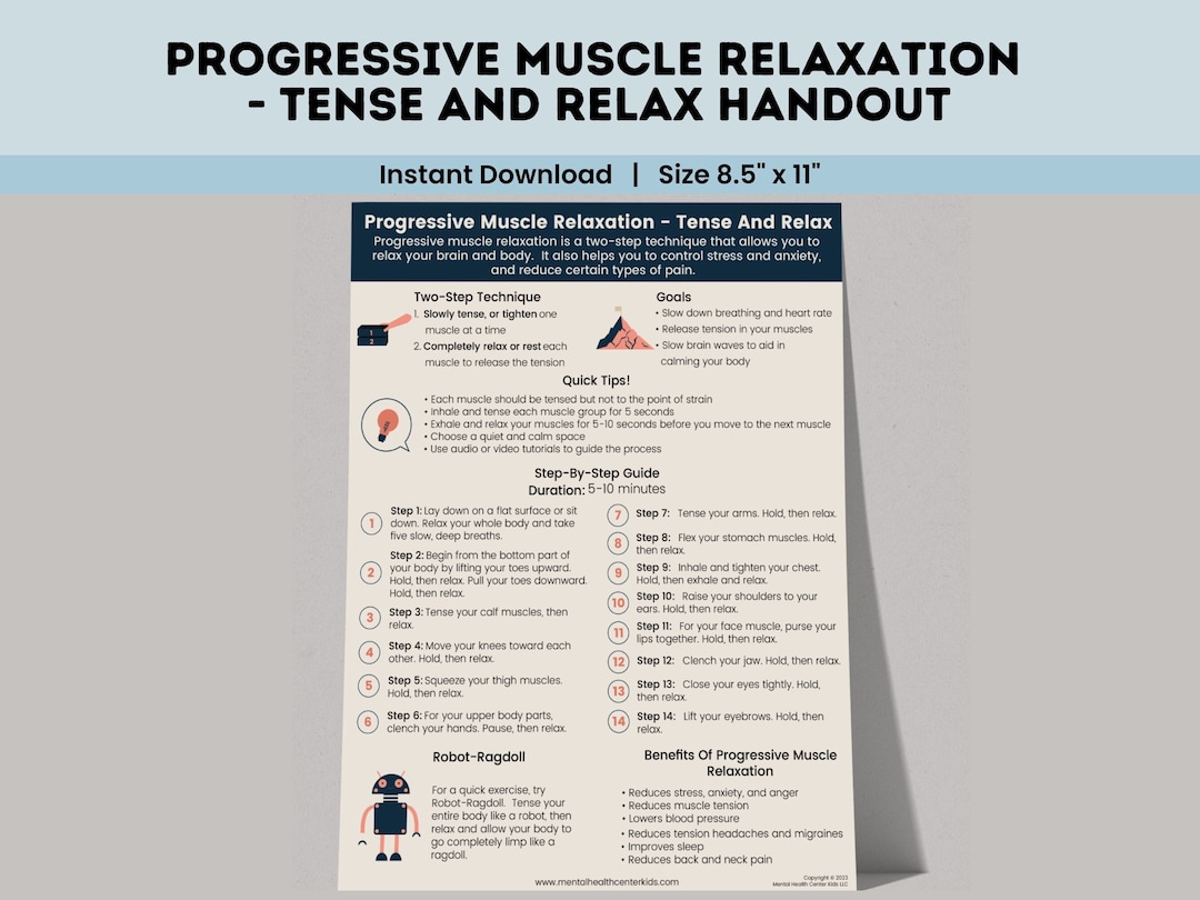 Progressive Muscle Relaxation Exercises Tense & Relax Coping - Etsy