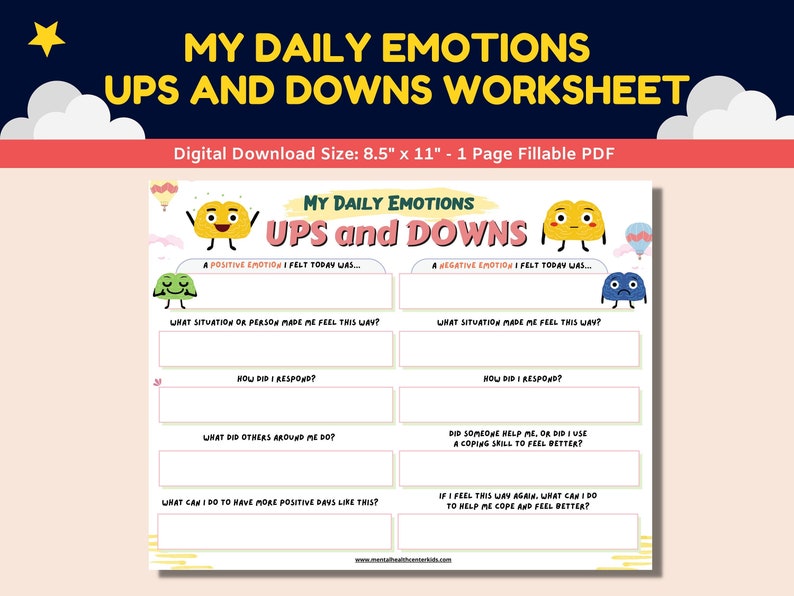 Feelings/emotions Daily Check in Worksheet for Kids-school - Etsy