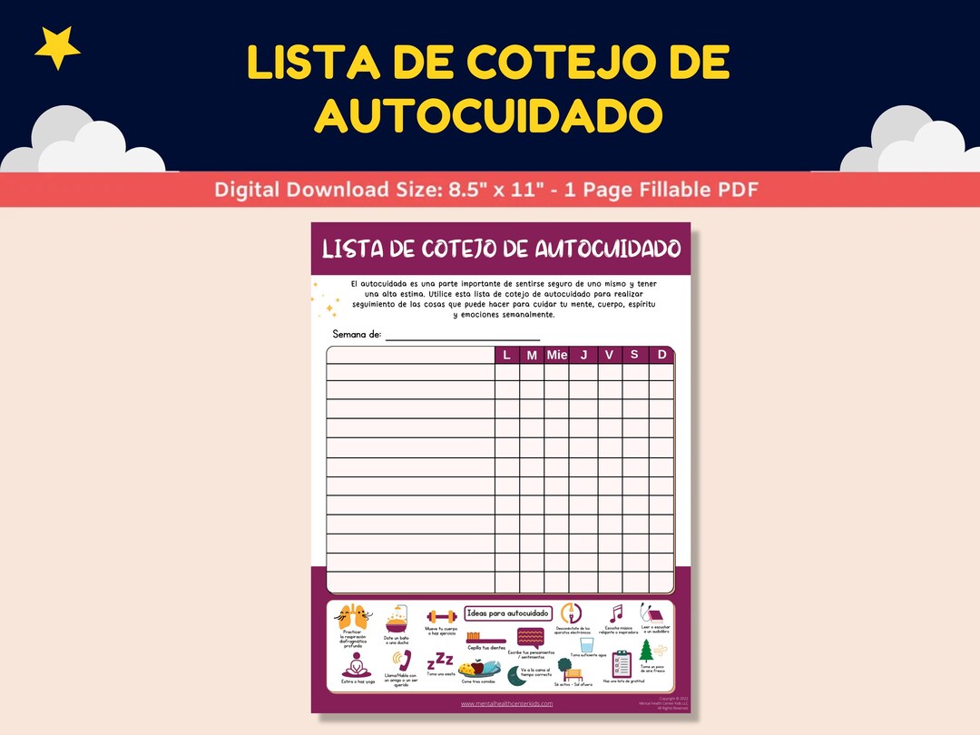 Spanish Self-esteem Worksheet for Kids-teens - Lista De Cotejo De ...