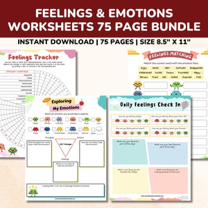 Feelings & Emotions Worksheets Chart 75 Pg Printable Bundle-coping ...