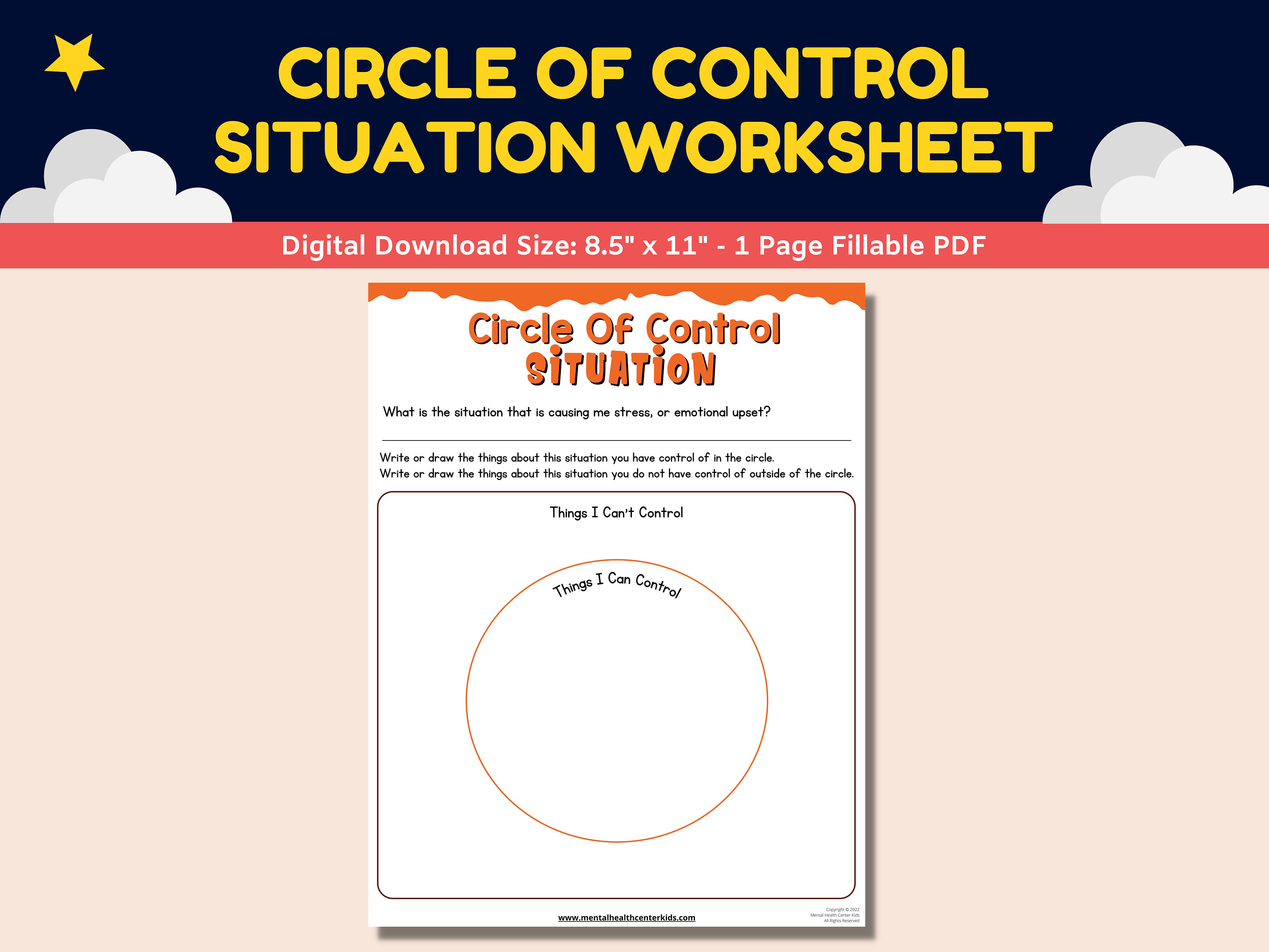 Circle of Control Worksheets for Kids Teens 4 Page Set - Etsy