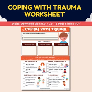 Trauma PTSD Coping Skills Fillable Worksheet Kids Children - Printable ...