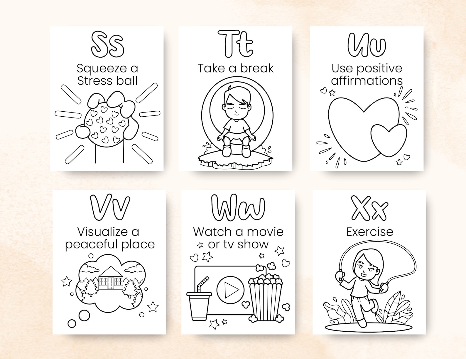 Coping Skills Alphabet Printable Coloring Pages Book Kids Teens Boys ...