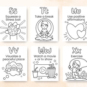 Coping Skills Alphabet Printable Coloring Pages Book Kids Teens Boys ...