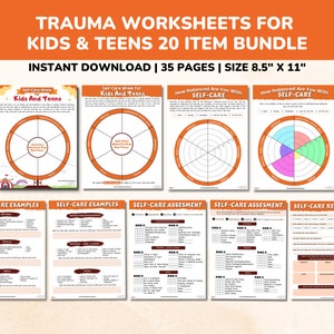 Trauma PTSD Worksheets 20 Item Printable Bundle for Kids & Teens-child ...
