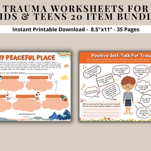 Trauma PTSD Worksheets 20 Item Printable Bundle for Kids & - Etsy