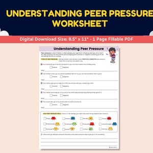 Peer Pressure Social Skills Worksheets for Kids-teens-students | Child ...