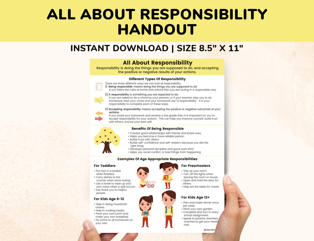 Responsibility Character Education for Kids Teens, Therapy Worksheets ...