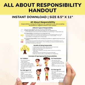 Responsibility Character Education for Kids Teens, Therapy Worksheets ...