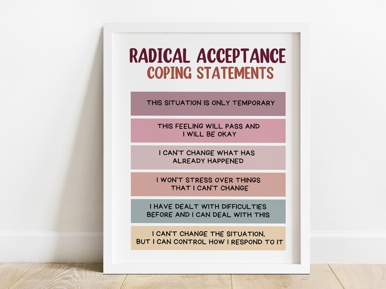 Radical Acceptance Poster-dbt Distress Tolerance Skills-dbt - Etsy