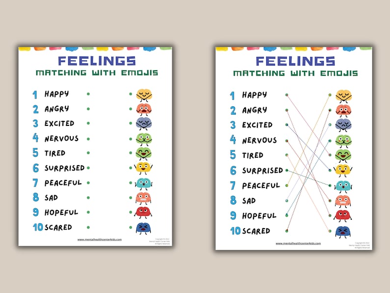 Feelings Emotions 5 Pg Printable Emoji Activity Pack - Etsy