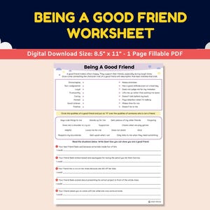 Friendship Social Skills Worksheets for Kids-teens-students | Being A ...