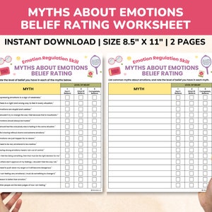 DBT Myths About Emotions Worksheets 5-pages-emotion Regulation Skills ...