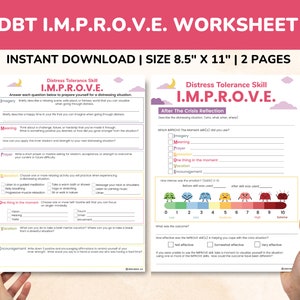 DBT IMPROVE the Moment Worksheets 2-pages-distress Tolerance Skills ...