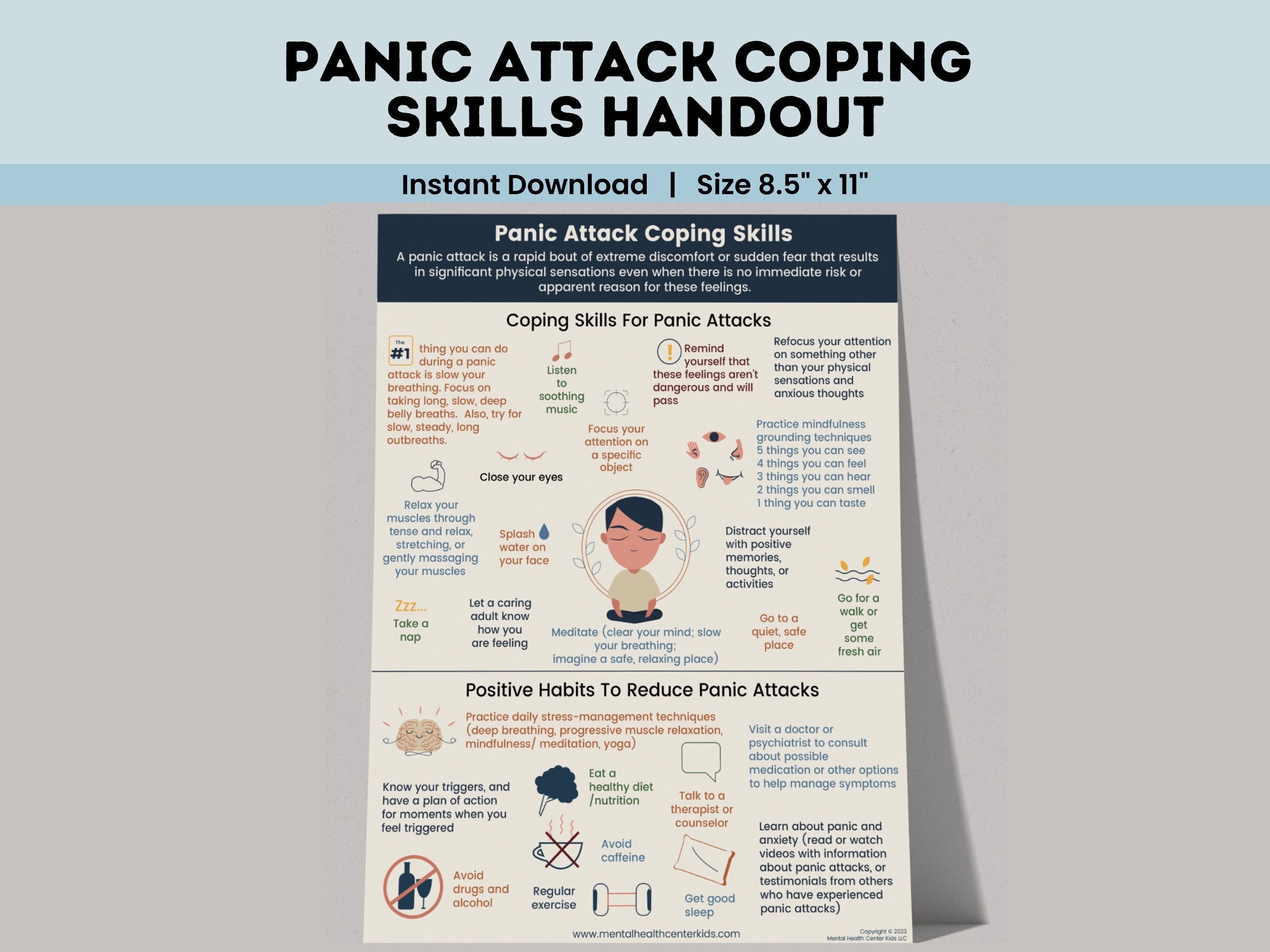 Panic Attack Coping Skills Therapy Worksheet Kids Panic - Etsy Canada