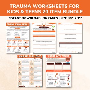 Trauma PTSD Worksheets 20 Item Printable Bundle for Kids & Teens-child ...