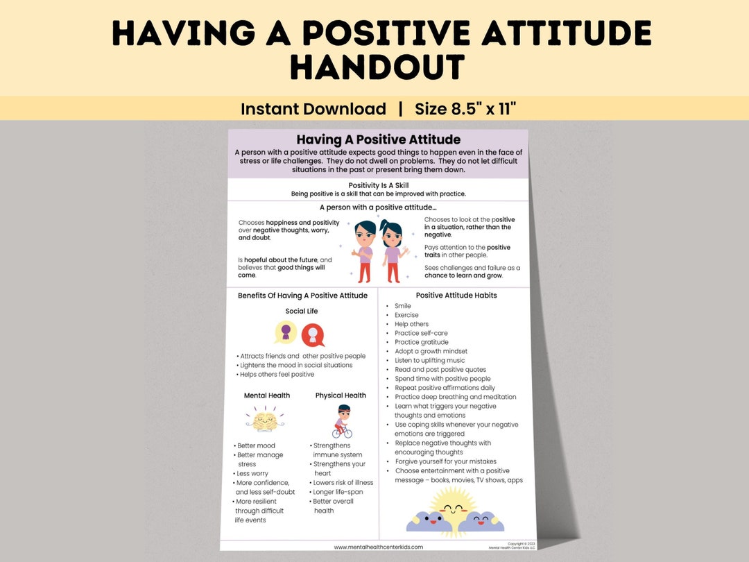 Positive Attitude for Kids Teens Social Skills Poster-optimism - Etsy