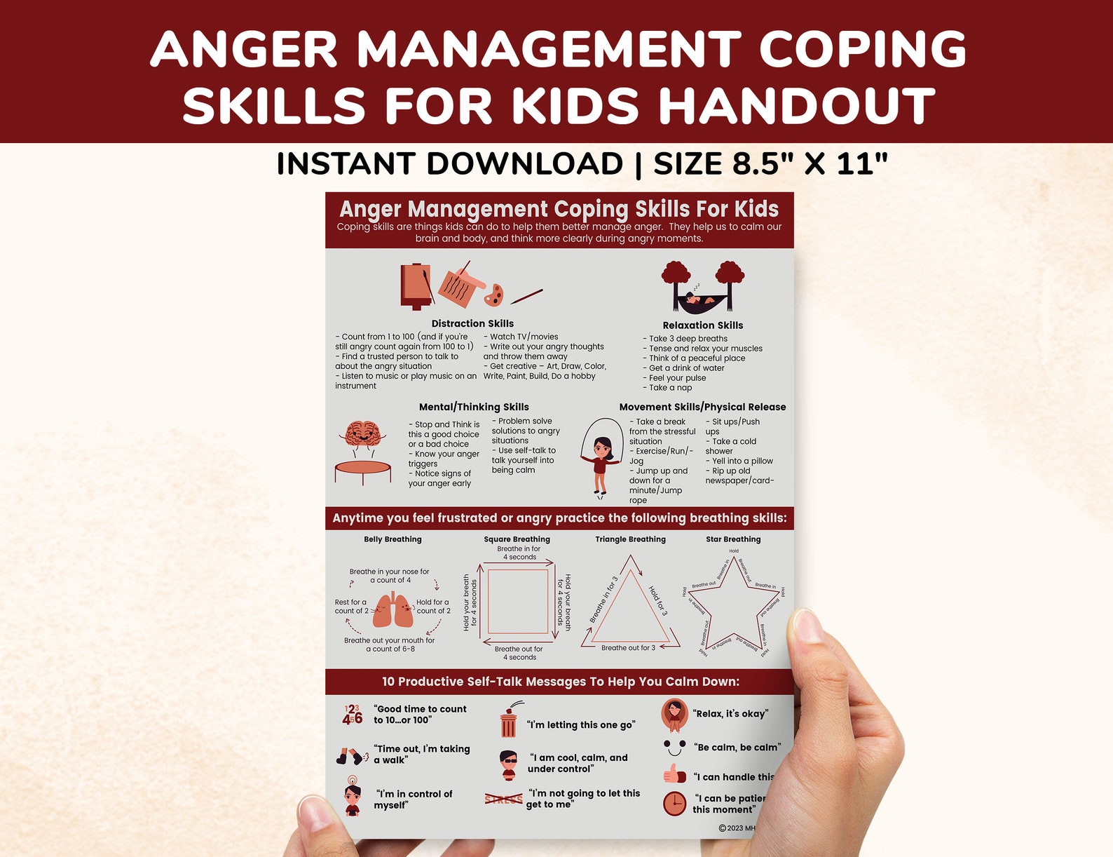 Anger Management Coping Skills Printable Poster Bundle for Kids & Teens ...