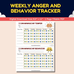 Weekly Classroom Anger-behavior Management-goals Tracker Emotions ...