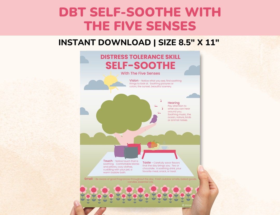 DBT Self-soothing 5 Senses Handout - Distress Tolerance Skills PDF - Etsy
