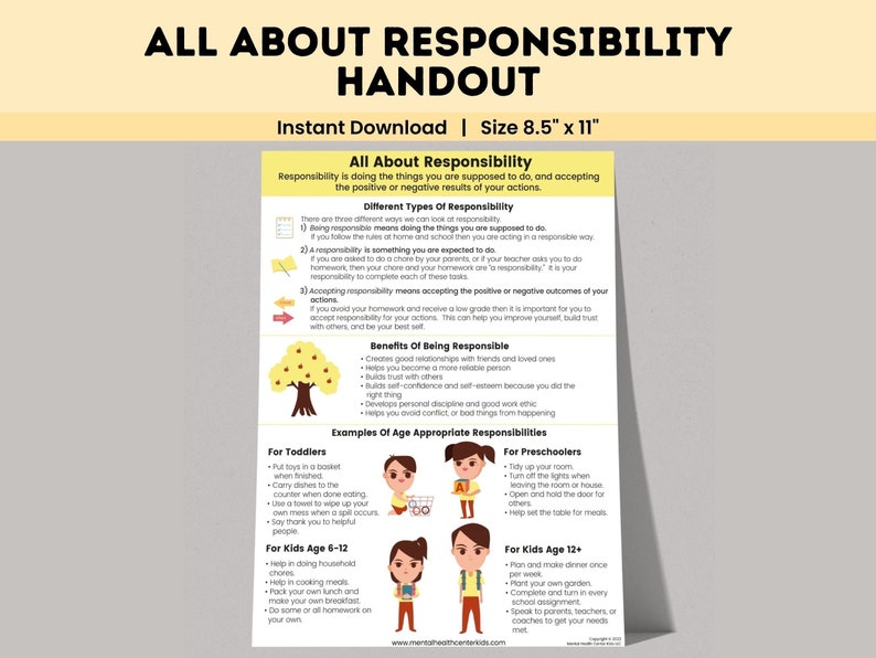 Responsibility Character Education for Kids Teens Therapy - Etsy