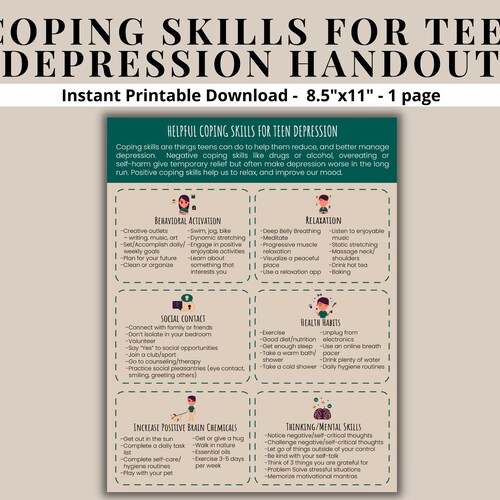 Coping Skills for Teens Depression Coping Skill Printable - Etsy Canada