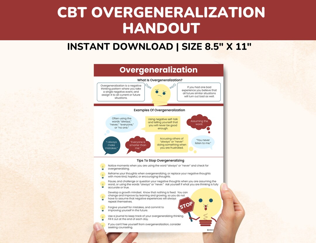 CBT Overgeneralization Cognitive Distortion-thinking Errors Kids-teens ...
