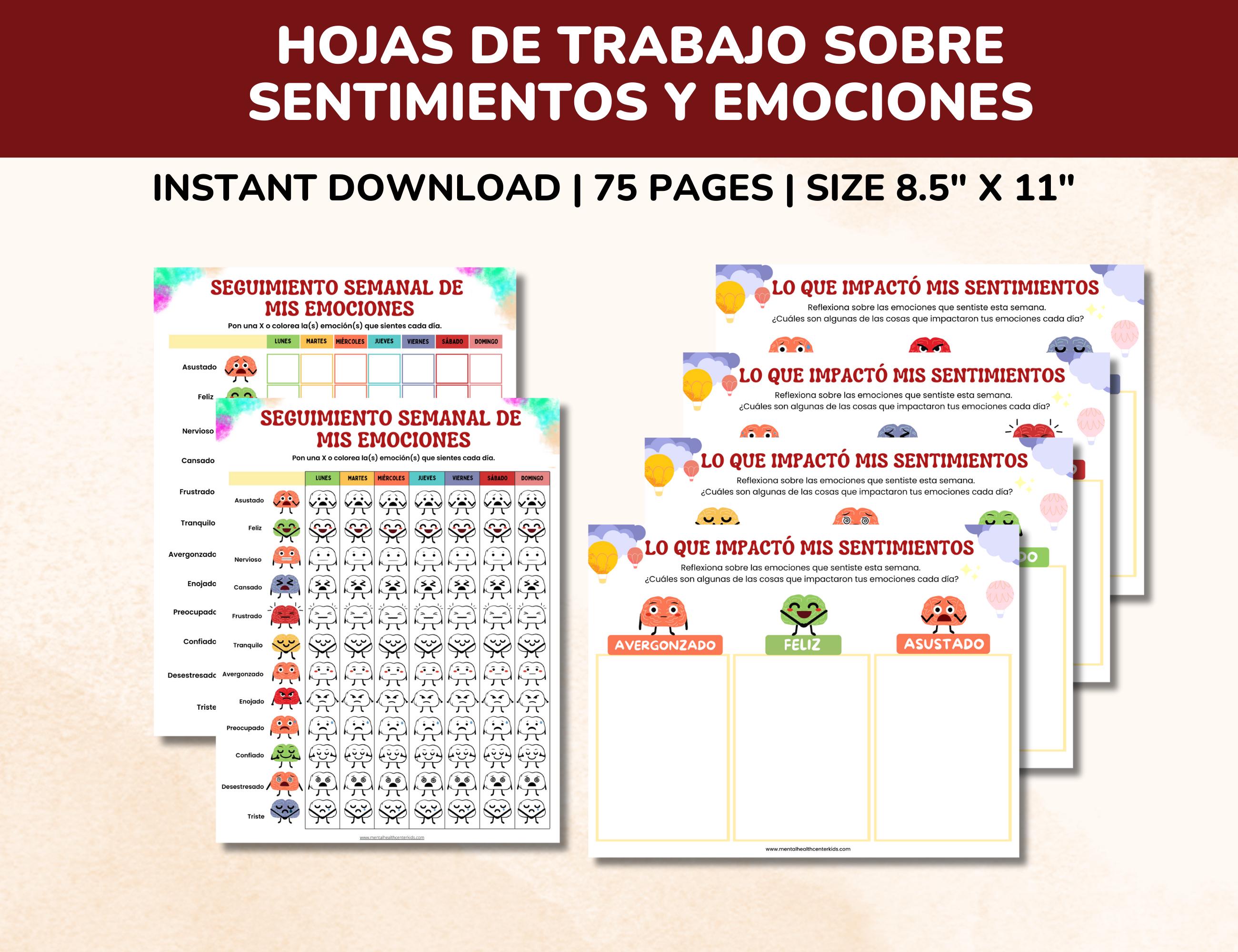 Spanish Feelings/emotions Worksheets 20 Page Bundle Kids-teens - Hojas ...