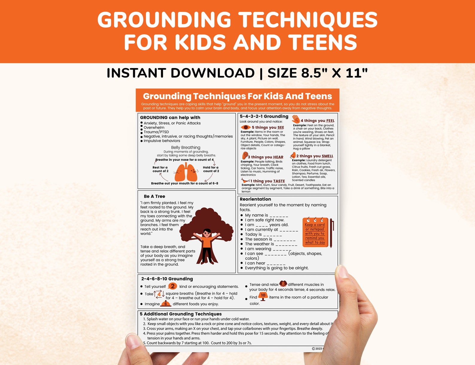 PTSD Trauma Coping Skills Printable Handouts Bundle for Kids-teens ...