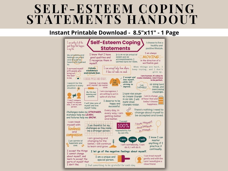 Self-esteem Coping Statements Positive Affirmations for Kids - Etsy